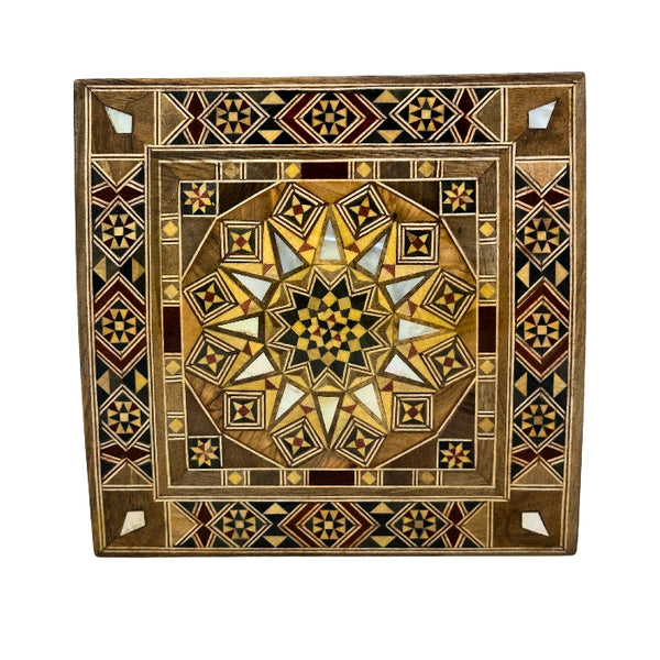 Medium Handmade Syrian Mosaic Decorative Box with Geometric Mother of ...